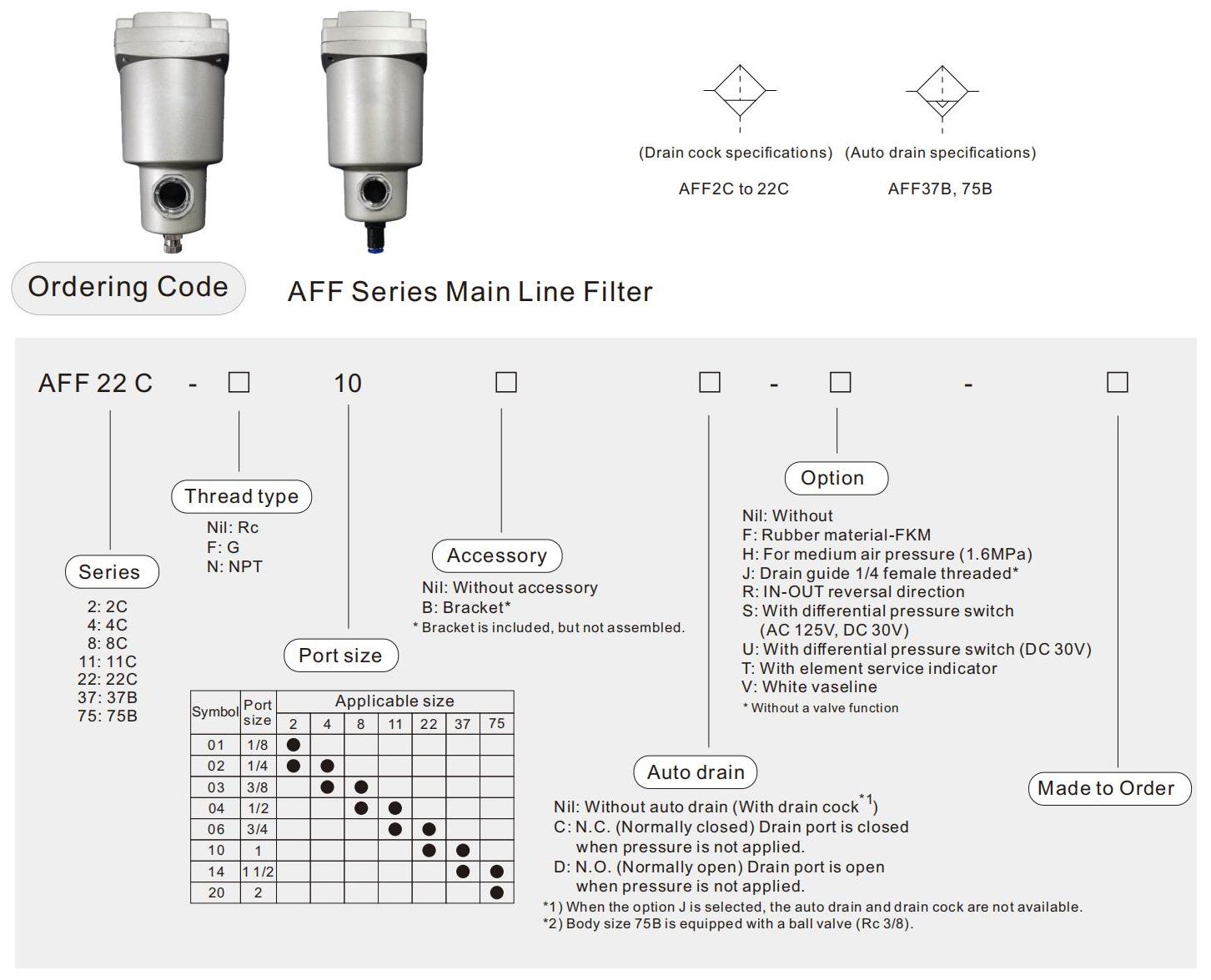 AFF Series Main Line Filter - Buy pneumatic water separator, water ...