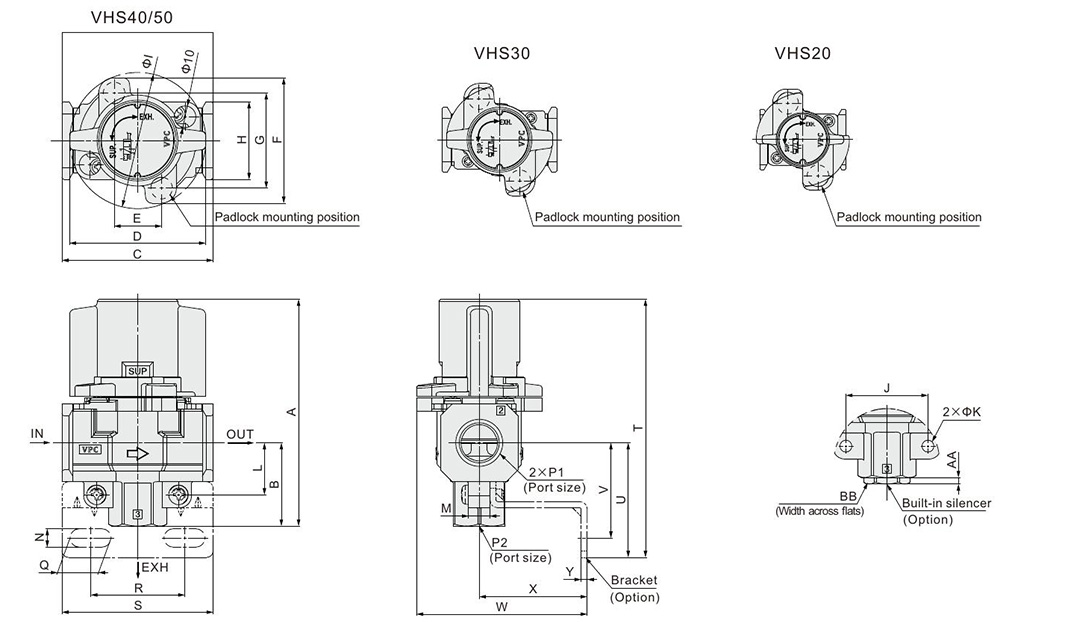 VHS Series Pressure Relief 3 Port Valve with Locking Holes - Buy smc ...