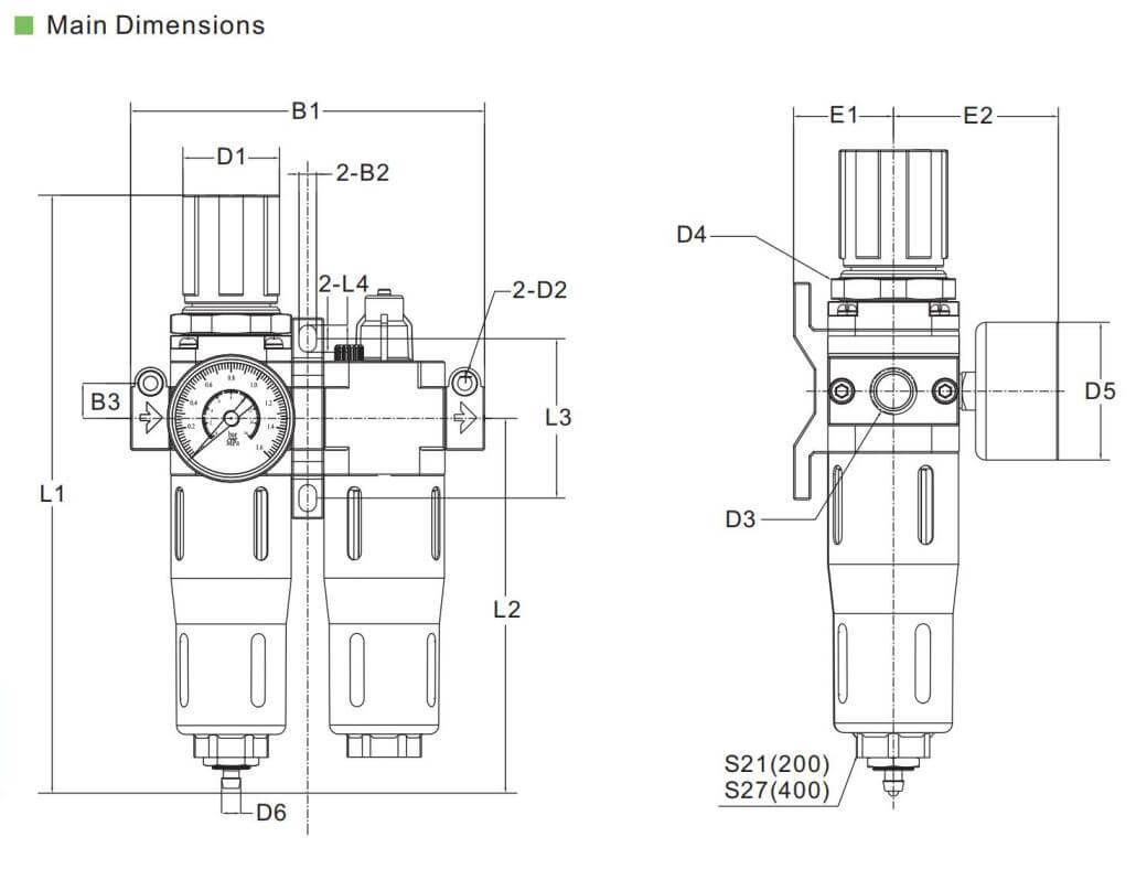 VFC Series FRL Combinations - Buy pneumatic filter regulator, filter ...