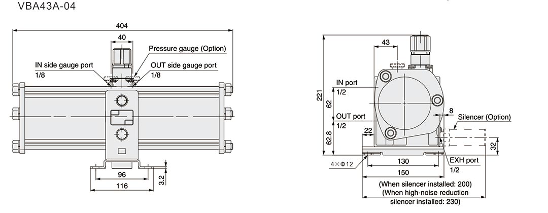 VBA10A-02 Air Pressure Booster Regulator with Air Tank and Silencer ...